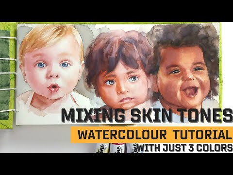 How to mix skin tones with just 3 colors | Watercolor tutorial - YouTube