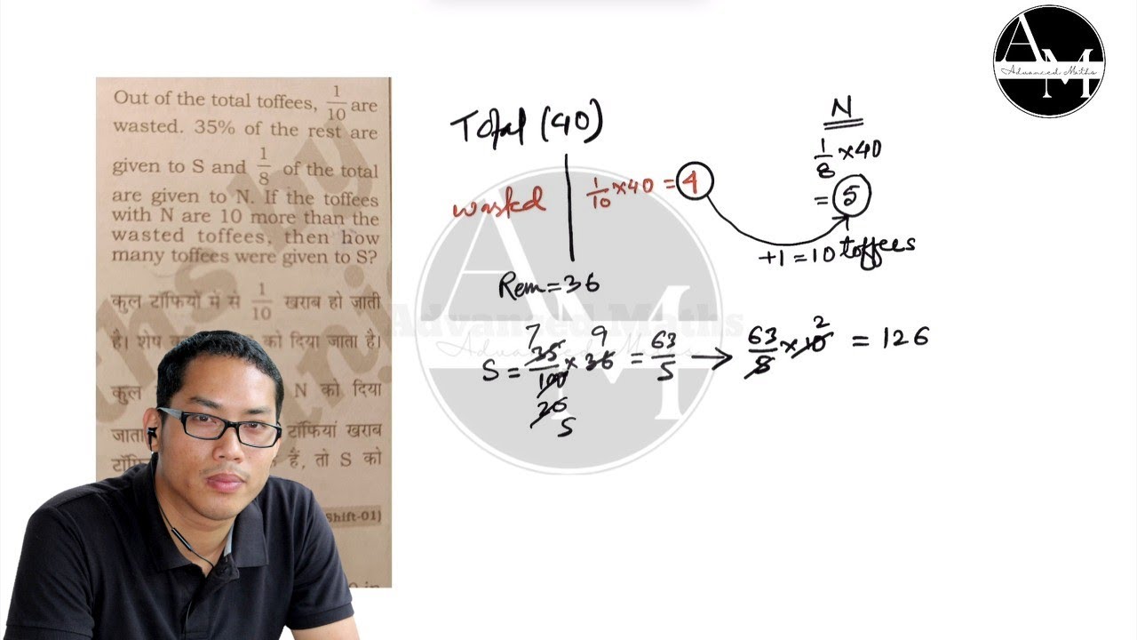 Out of the total toffees, 1/10 was wasted. 35% of the rest are given to ...