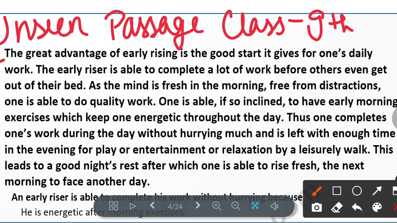 UNSEEN PASSAGE CLASS 9TH - YouTube