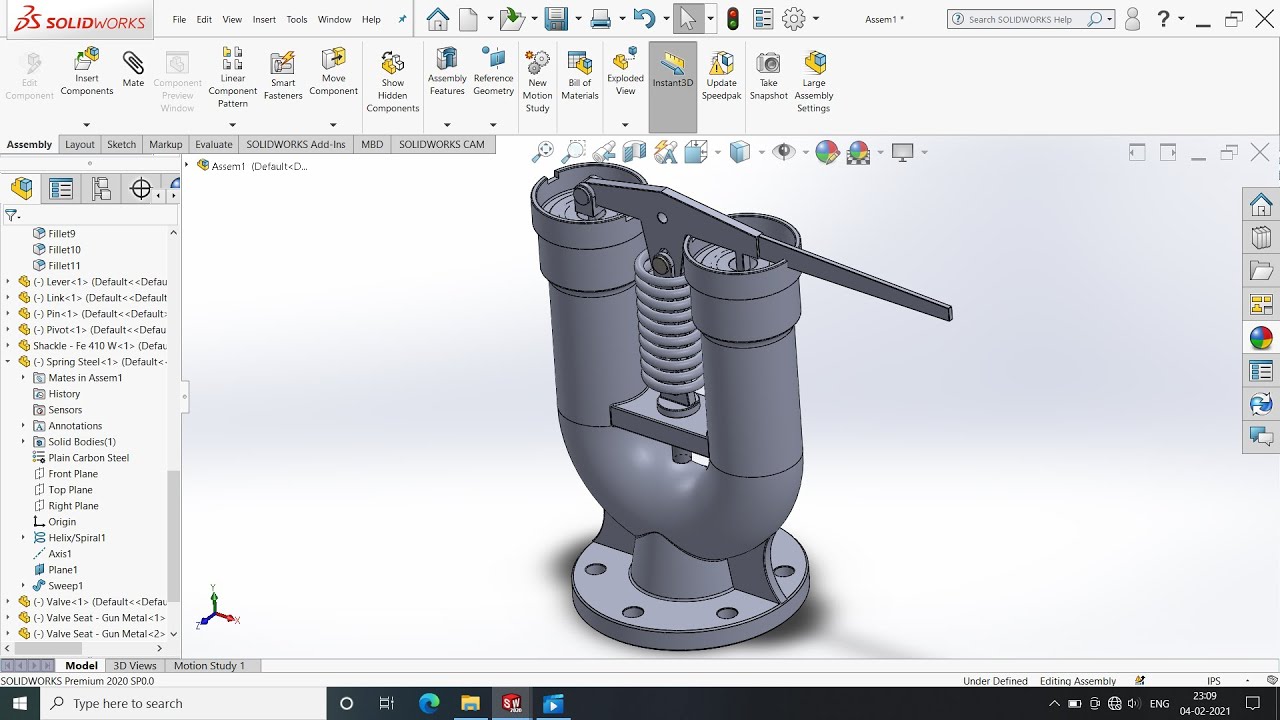 Rams bottom safety valve design and assembly in solidworks | - YouTube