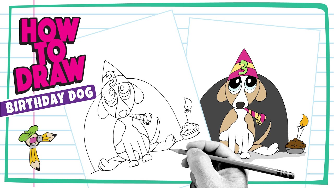 How to Draw a Birthday Dog - YouTube