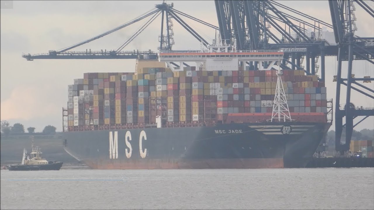 MSC Jade departs Felixstowe Trinity Terminal with two Svitzer tugs. 3rd ...