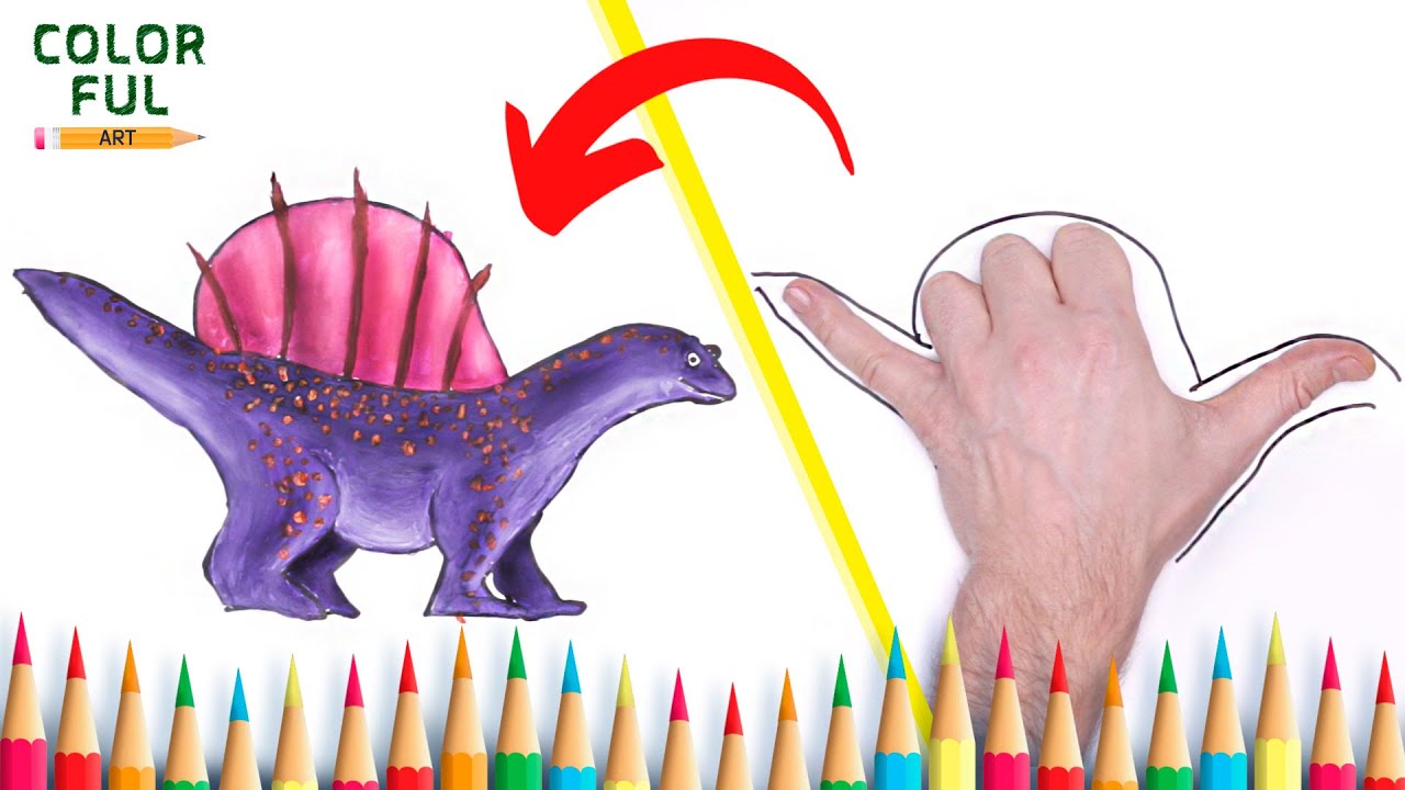 How to draw the Dinosaur Dimetrodon? 🦕 Try it, it's very easy! GREAT ...