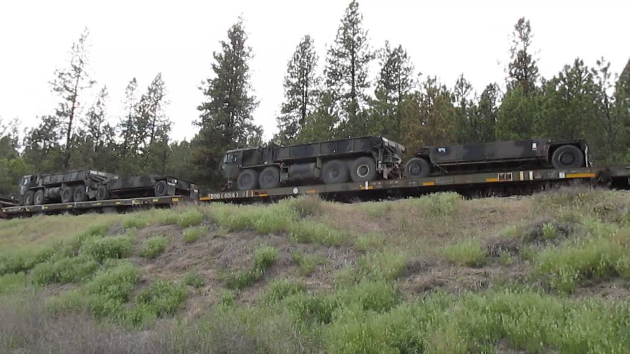 DODX Military Train on BNSF near Spokane, Washington, USA - YouTube