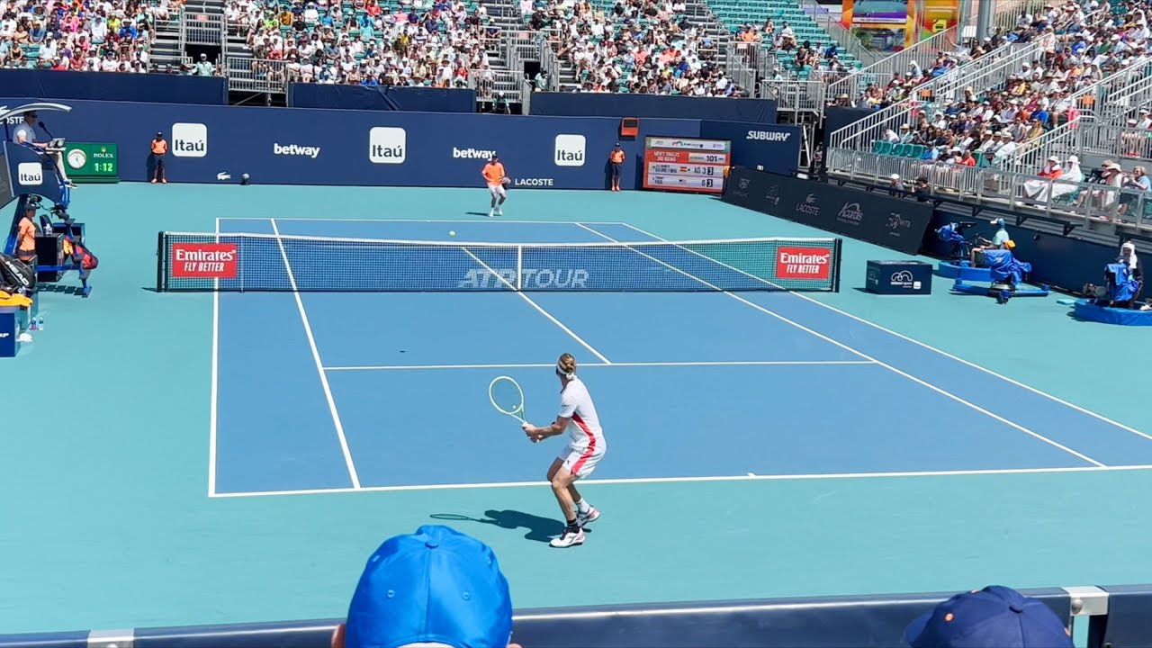 Tommy Paul vs Alejandro Davidovich Fokina Miami Court Level View 3R ...