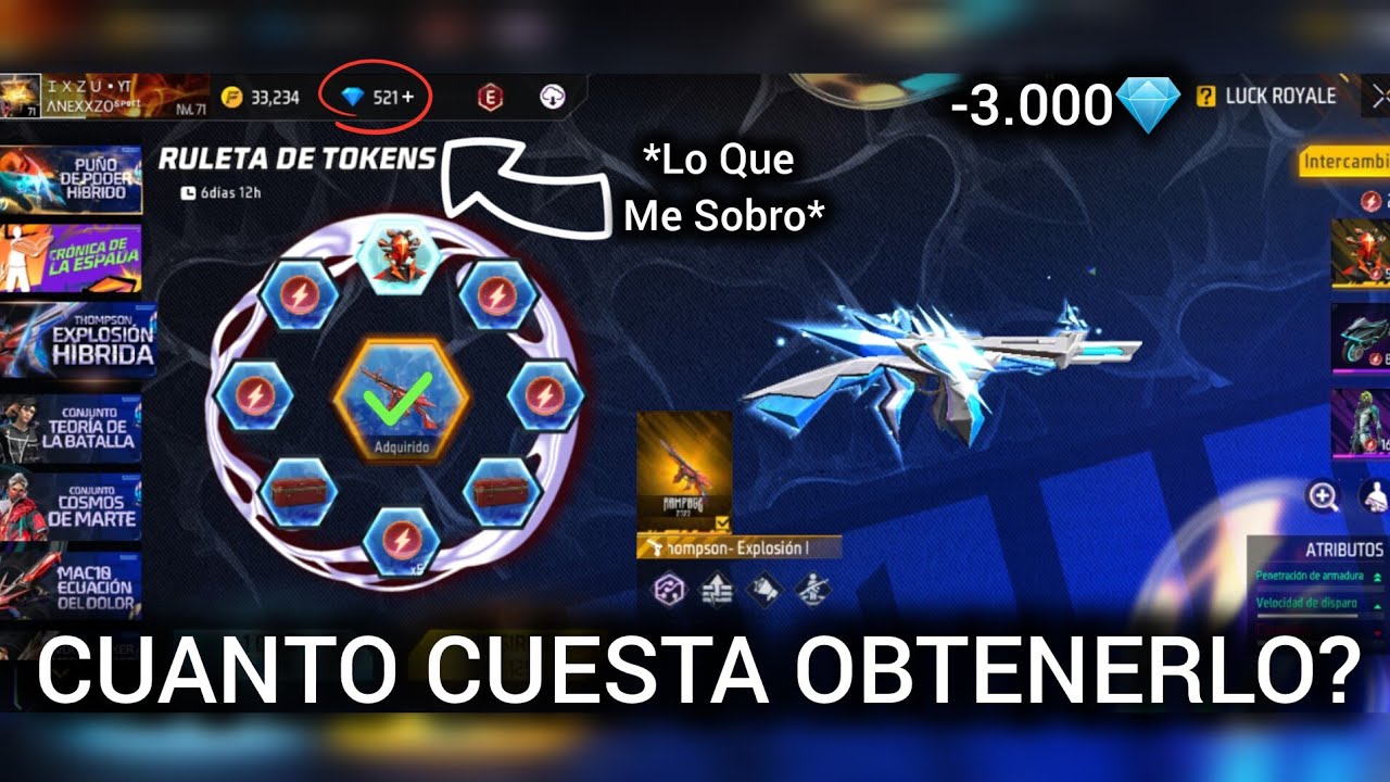 CUANTO CUESTA OBTENER LA THOMPSON EXPLOSIÓN HIBRIDA EN RULETA DE TOKENS ...