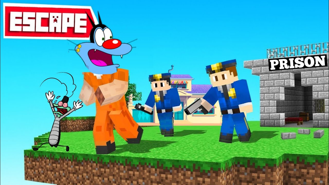Minecraft Police Chasing Oggy & Cockroaches For Prison Escape - YouTube