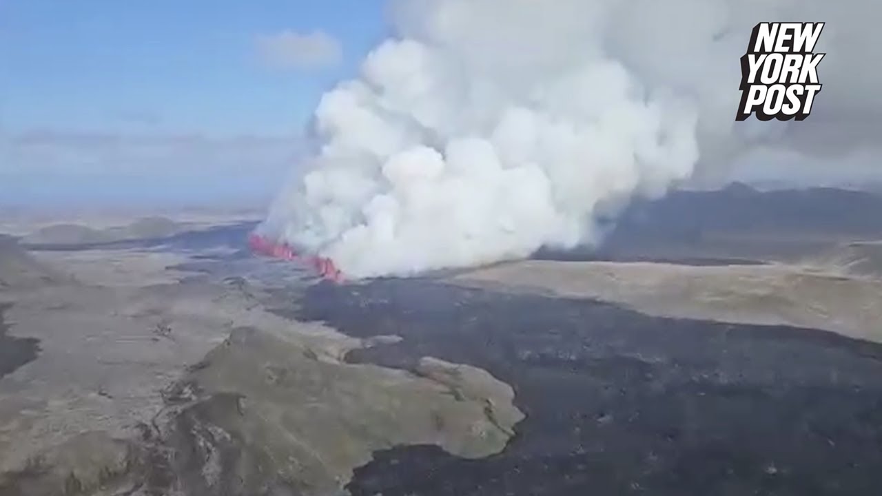 Icelandic volcano erupts once again - YouTube