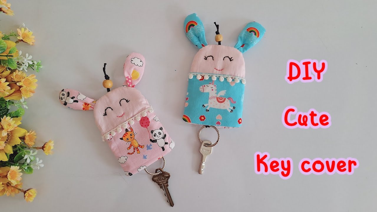 DIY Rabbit key cover. Cute key cover. sewing tutorial. how to sew easy ...