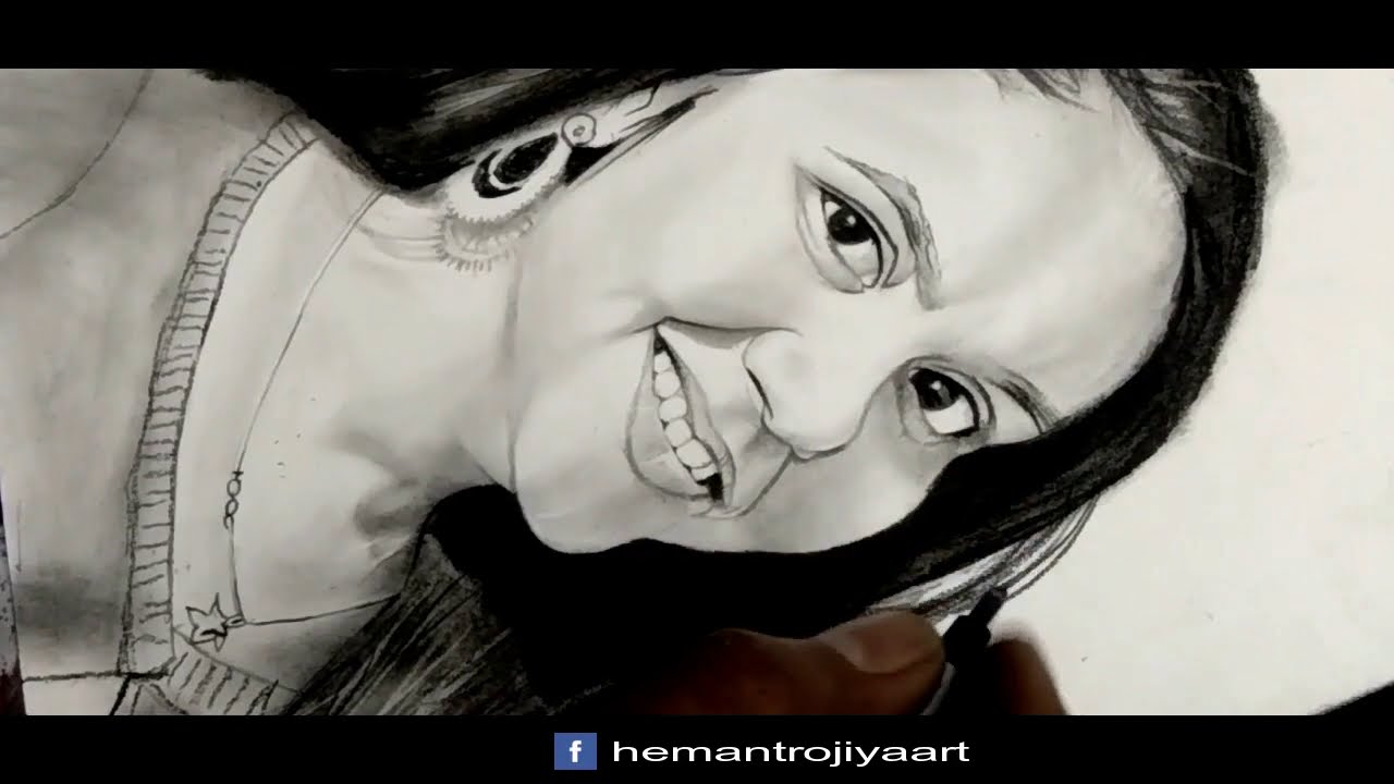 How to draw a girl shading portrait step by step with graphite pencils ...