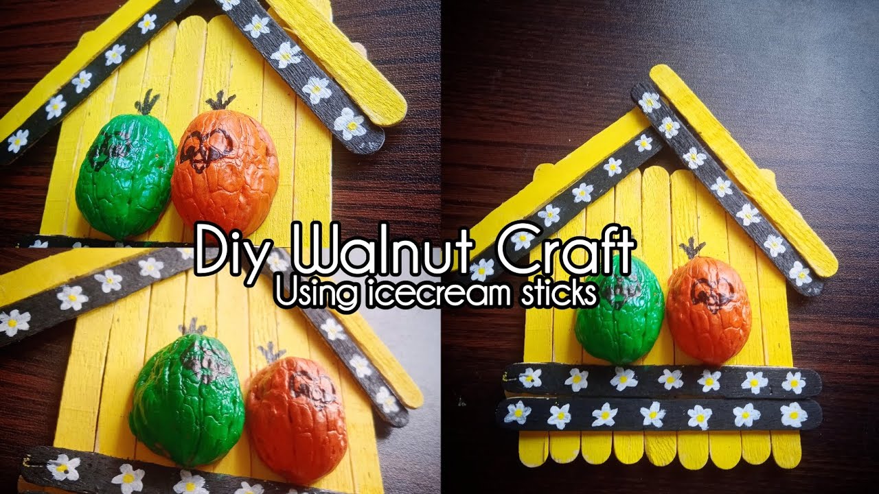 Diy Walnut Craft using icecream sticks|| Walnut Craft||@Mettutejasree ...