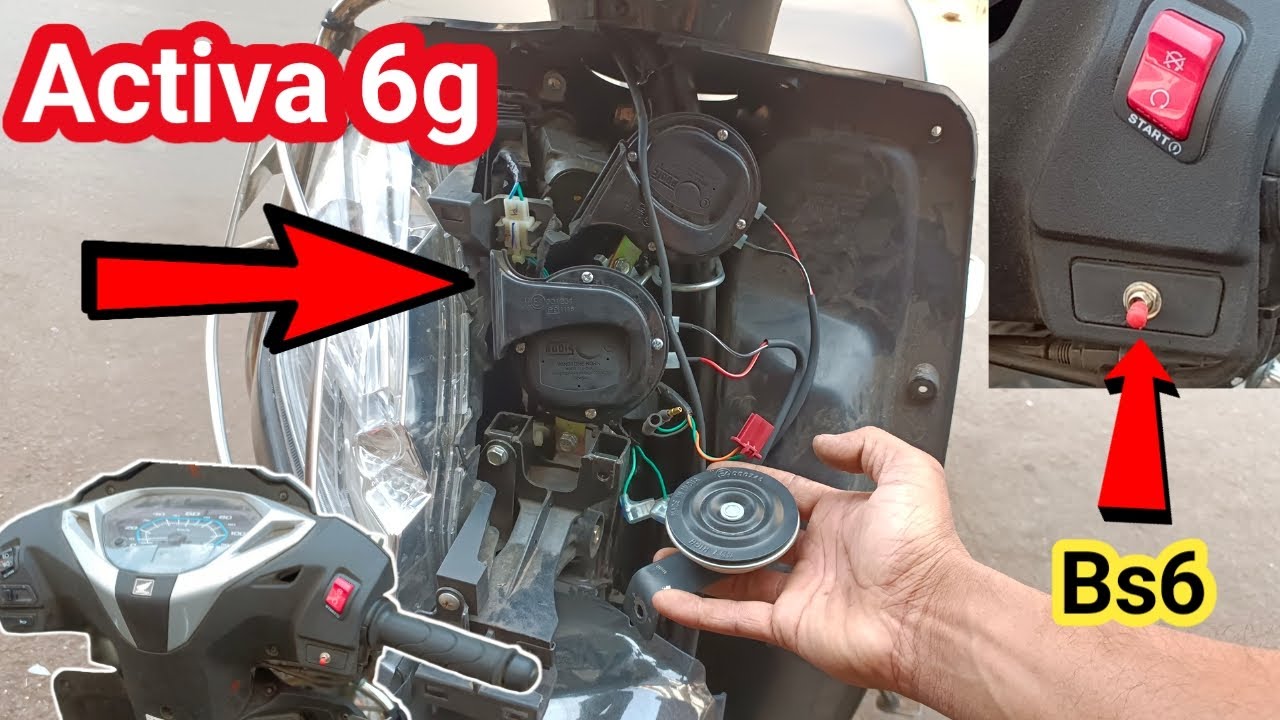 How to install Horn in Activa 6g 🧐 Bs6 || Roots Horn installation With Wiring 🛵 || Modification ...