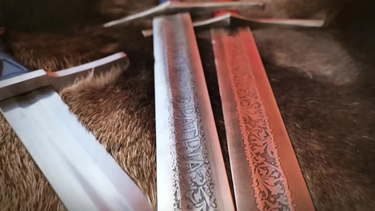 Etching of medieval swords by Wulflund - YouTube