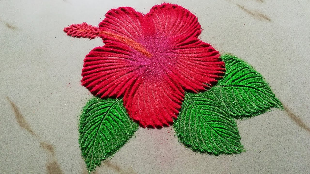 Hibiscus रांगोळी डिझाईन || Satisfying Rangoli Art - YouTube