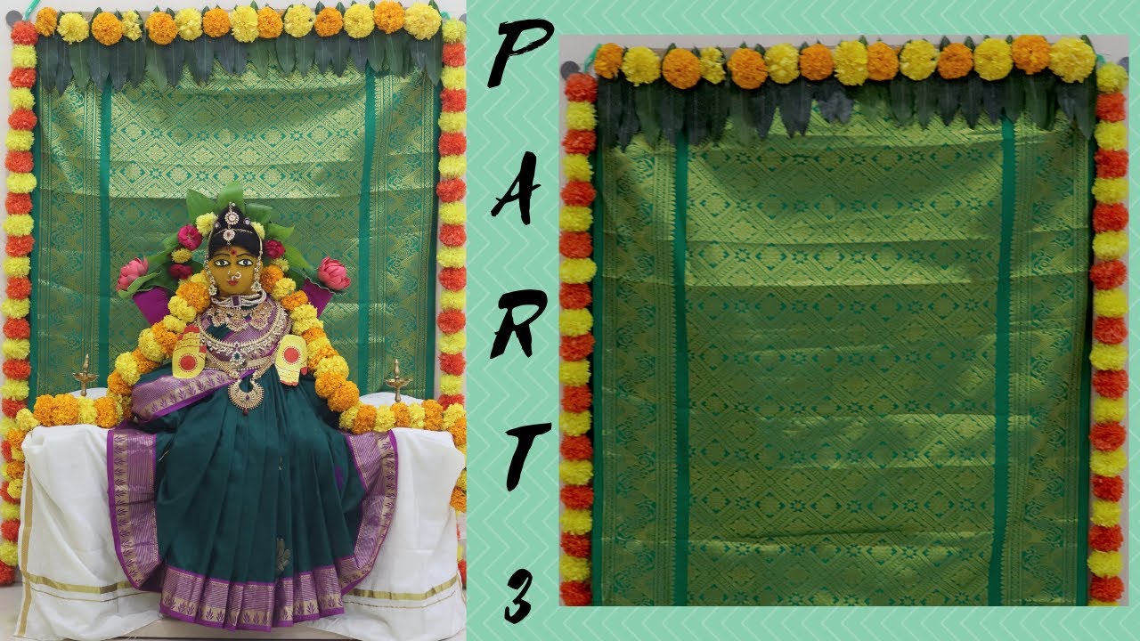 Simple backdrop decoration/ varalaxmi devi idol/part-3/traditional ...