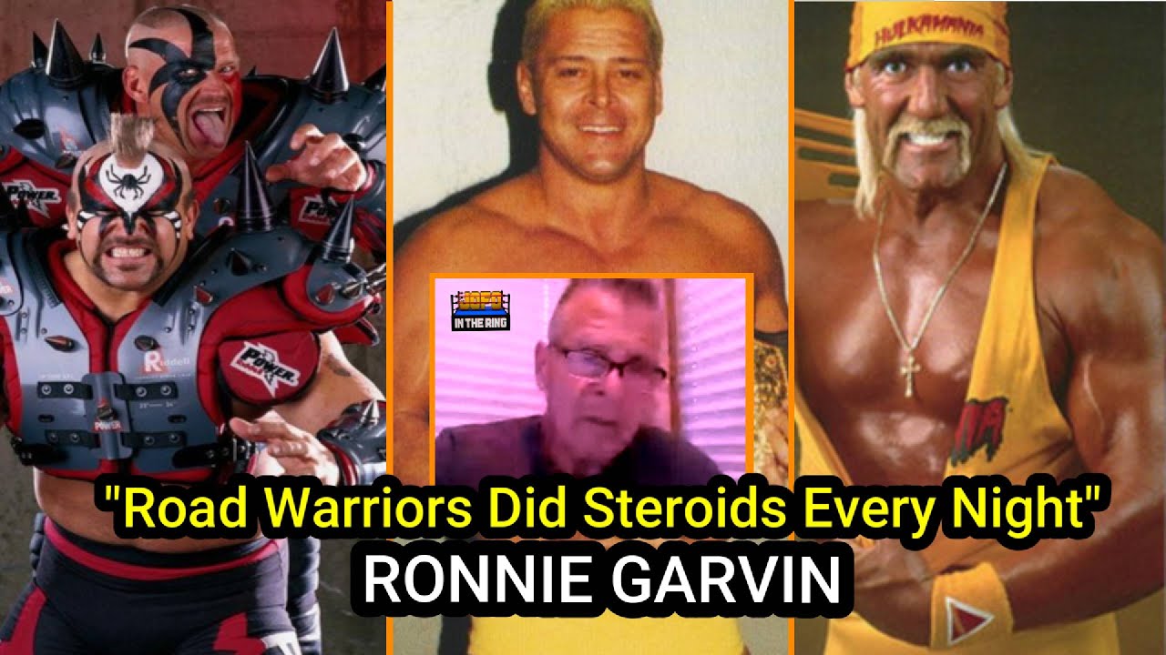 Ronnie Garvin on the Road Warriors doing steroids in front of him - YouTube