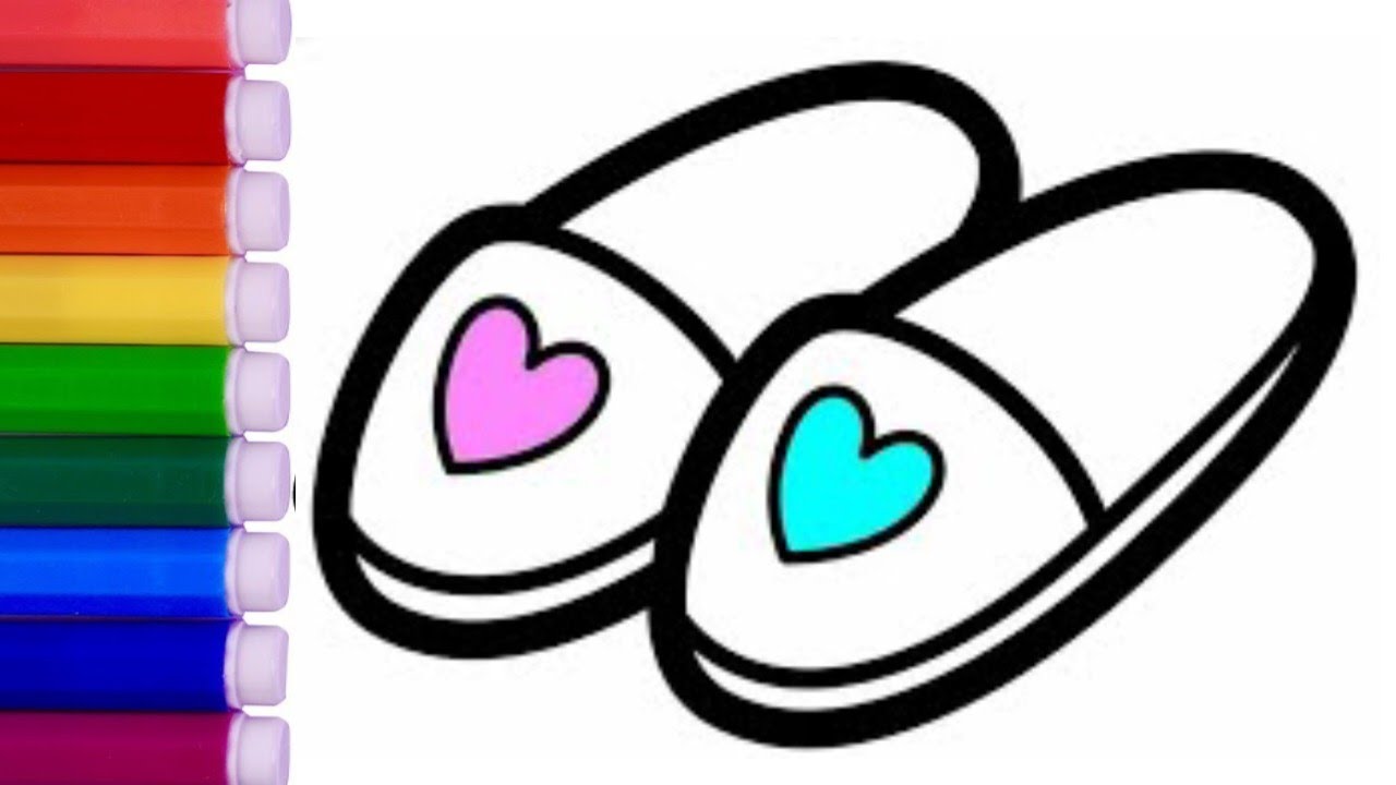 How to draw slippers drawing and colouring | beautiful drawing for kids ...