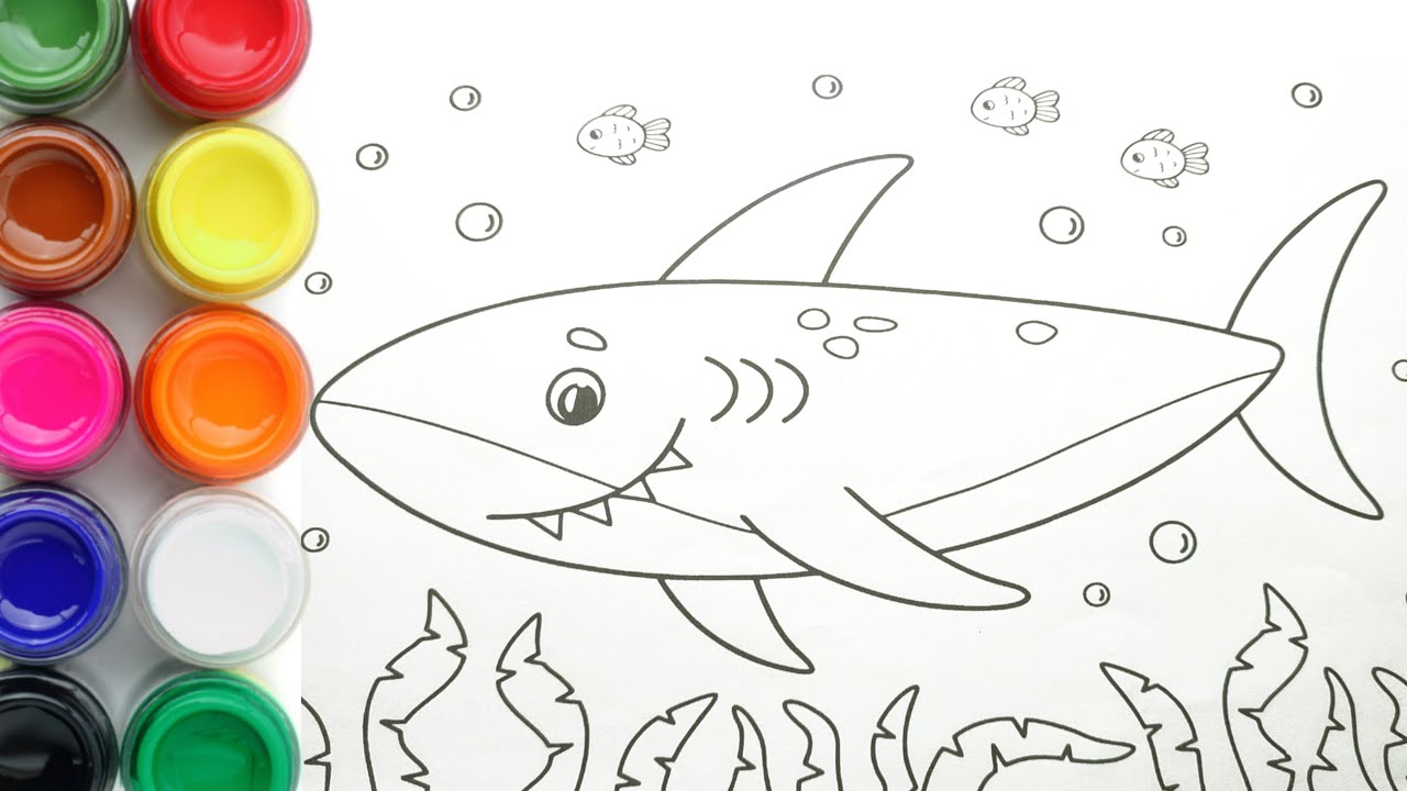 big blue shark, shark coloring for kids and toddlers | coloring fun #8 ...