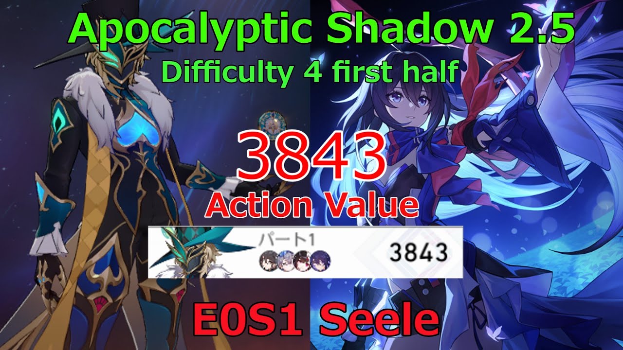 HSR】Apocalyptic Shadow 2.5 - E0S1 Seele 3843 Action Value Showcase ...