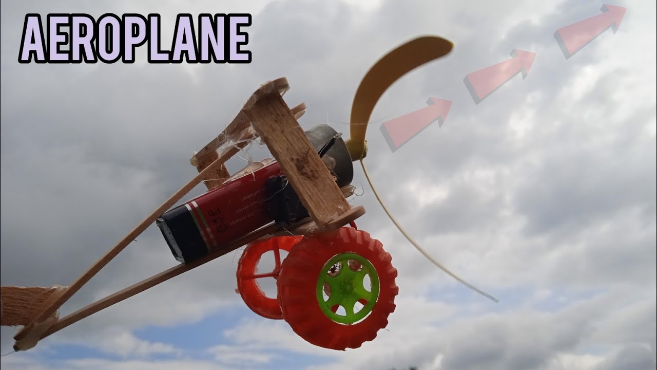 Aeroplane How to make at home aeroplane Use in DC motor and 9 volt ...