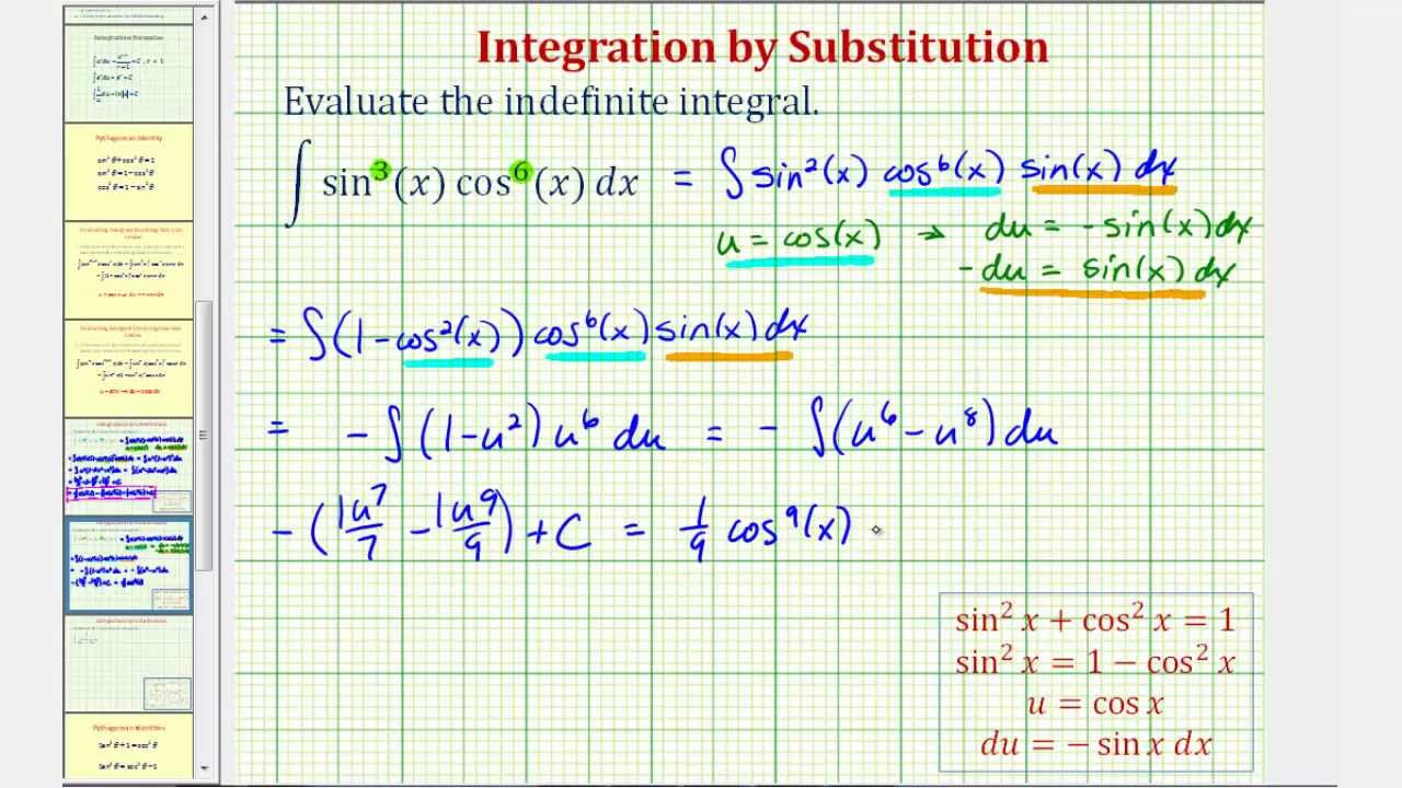 Ex: Integral Using Substitution with an Odd Power of Sine - YouTube