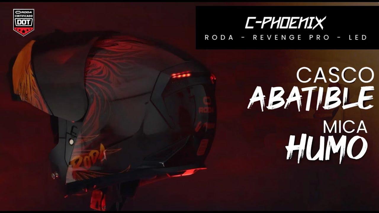 Casco RODA-Revenge Pro modelo •• 𝙲-𝙿𝙷𝙾𝙴𝙽𝙸𝚇 •• con luz ㄥ乇ᗪ •• abatible •• Certificado DOT •• # ...
