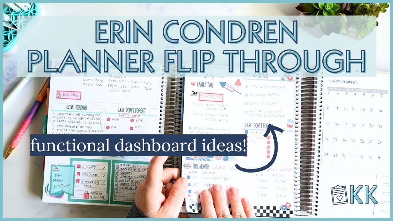 Erin Condren Monthly Dashboards and Notes Page Ideas Functional Planner ...