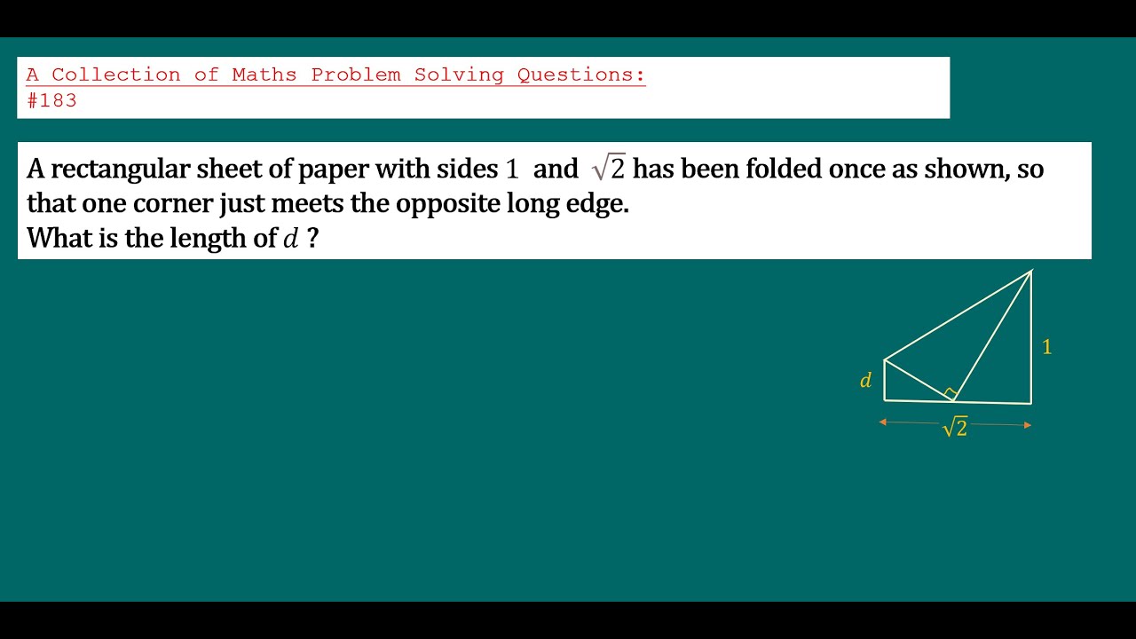 A Collection of Maths Problem Solving Questions:#183 (Pythagoras ...