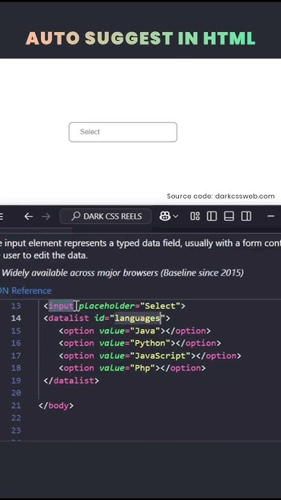 Level up your CSS game Auto Suggestions pure HTML -no JavaScript need - YouTube