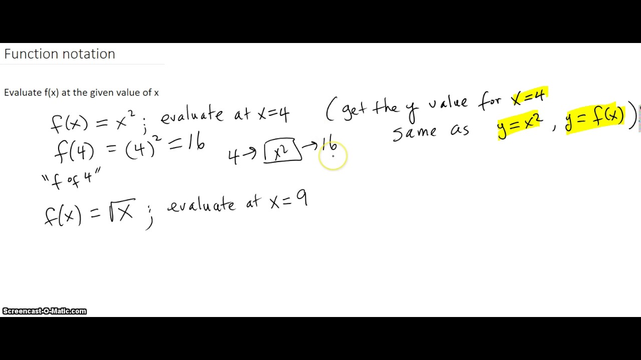 Function Notation Evaluate F X At Given Values Youtube