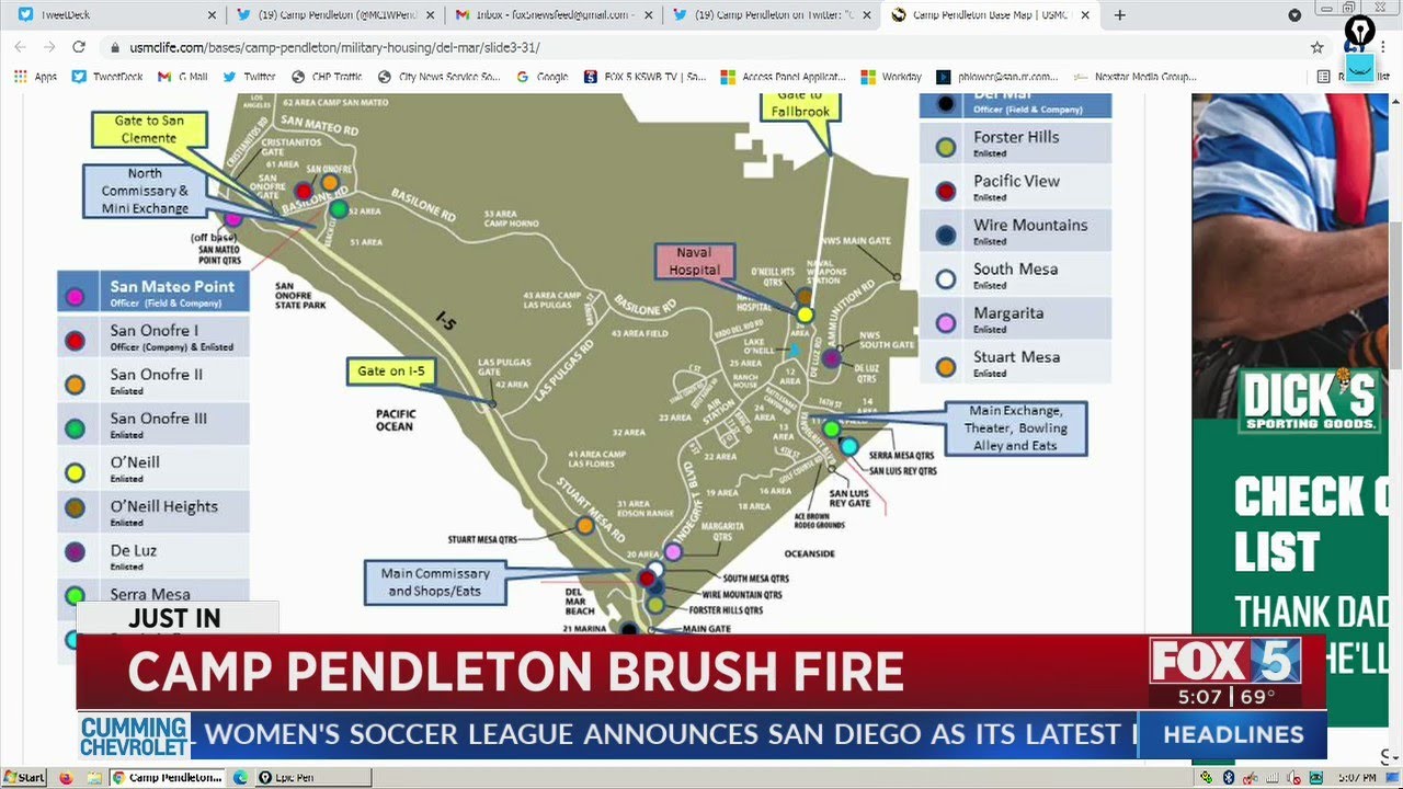 Brush Fire Forces Evacuations At Camp Pendleton - YouTube