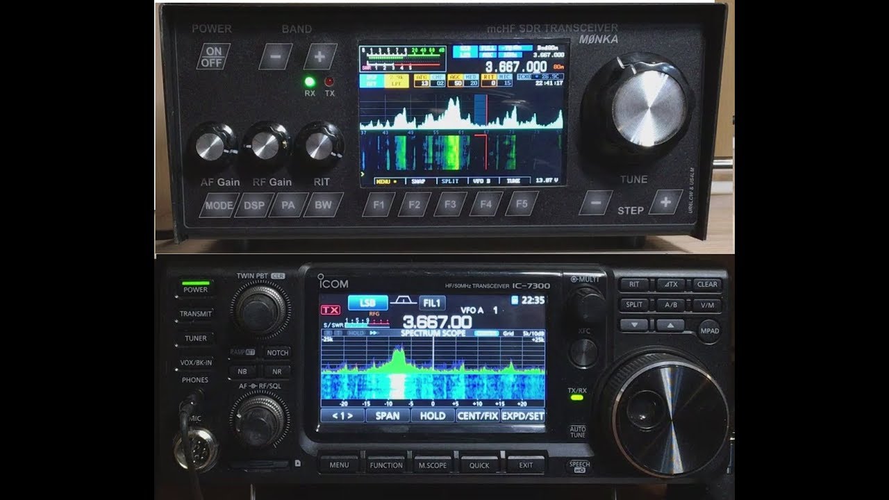 mcHF SDR transceiver M0NKA and Icom IC-7300 - YouTube