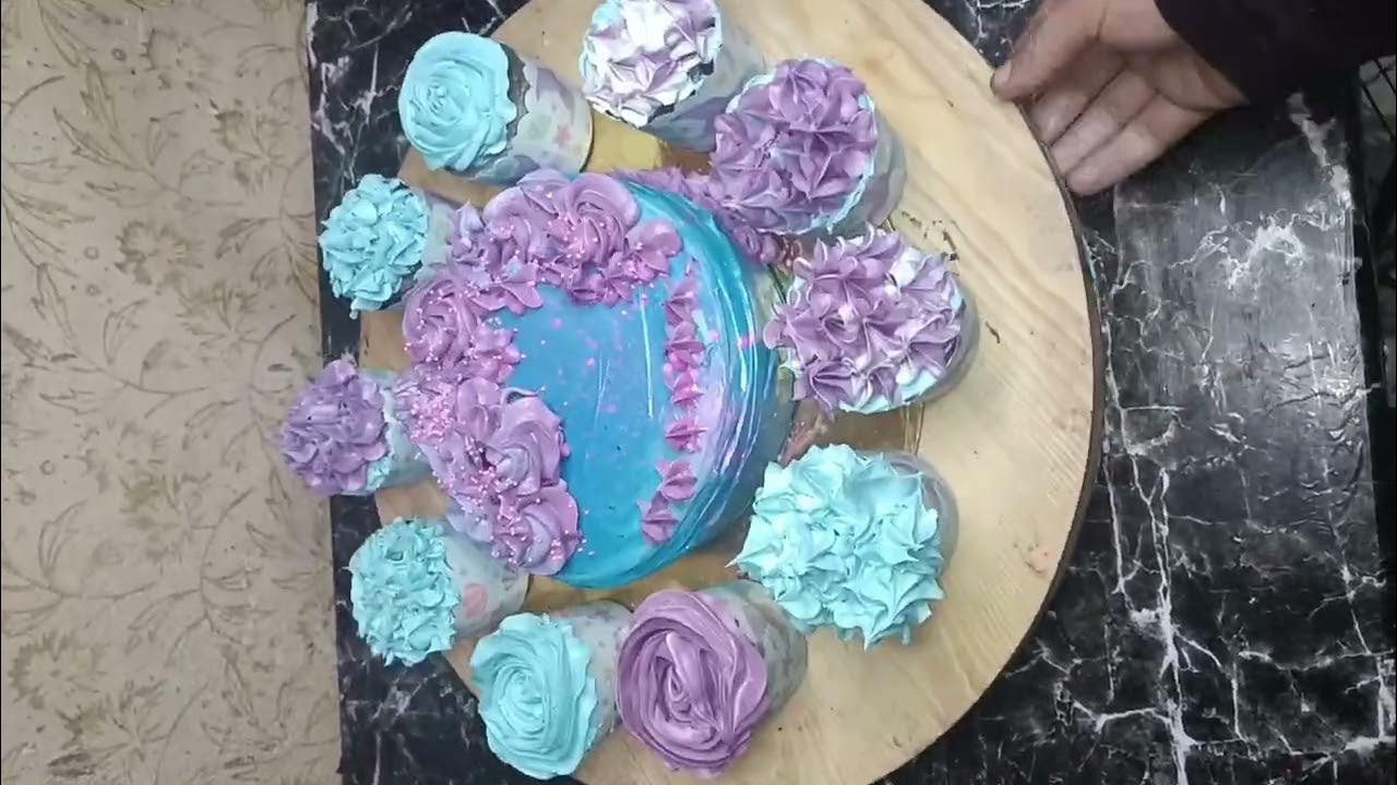 كب كيك بنفسجي واجمل عيد ميلاد في البيت فرحنا الاولاد ببلاش - YouTube