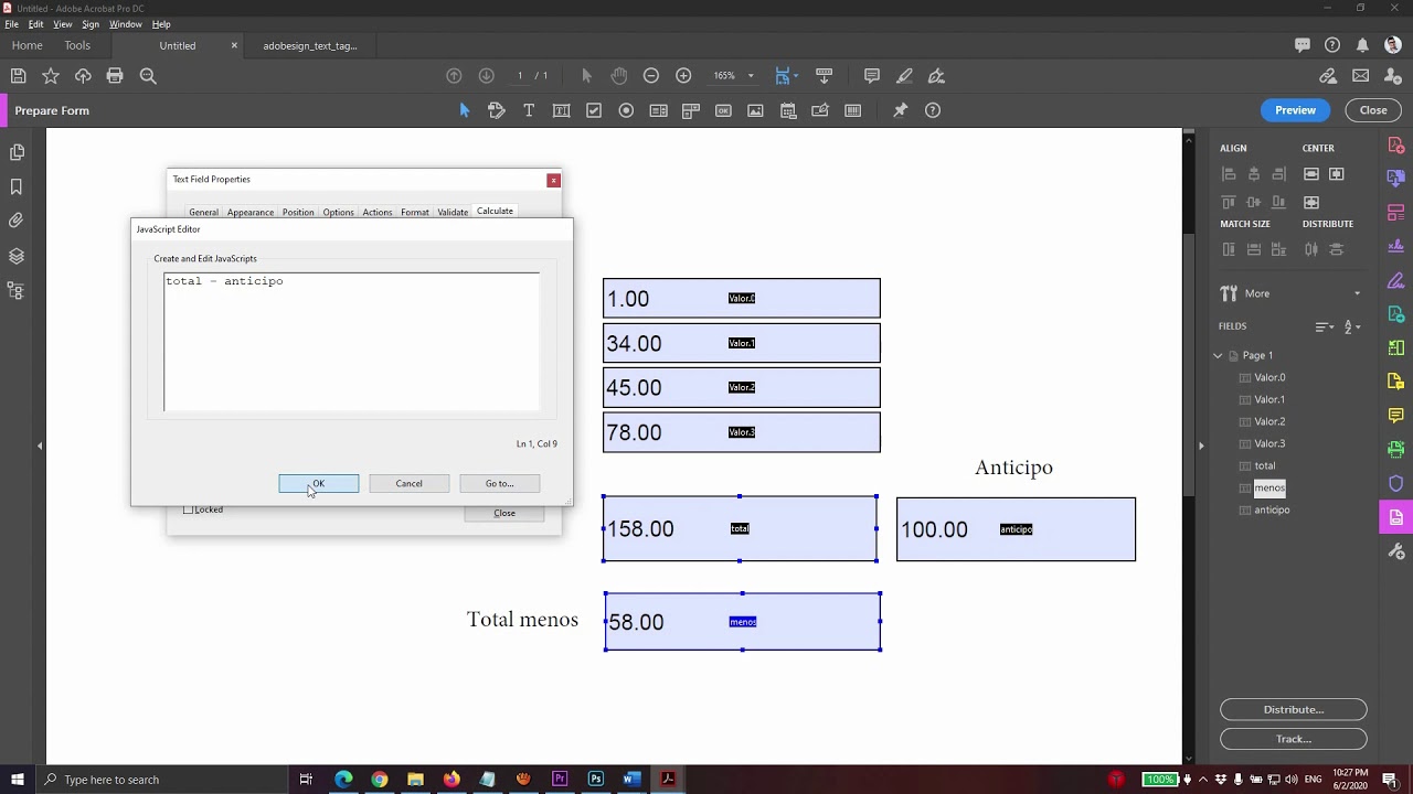 Foros Adobe - Cálculos matemáticos en Formularios de Acrobat DC (Resta ...