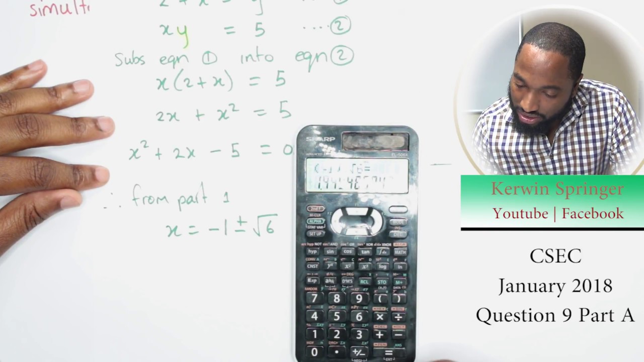 CSEC© MATHS - JAN 2018, Question 9a (Functions, Completing the Square ...