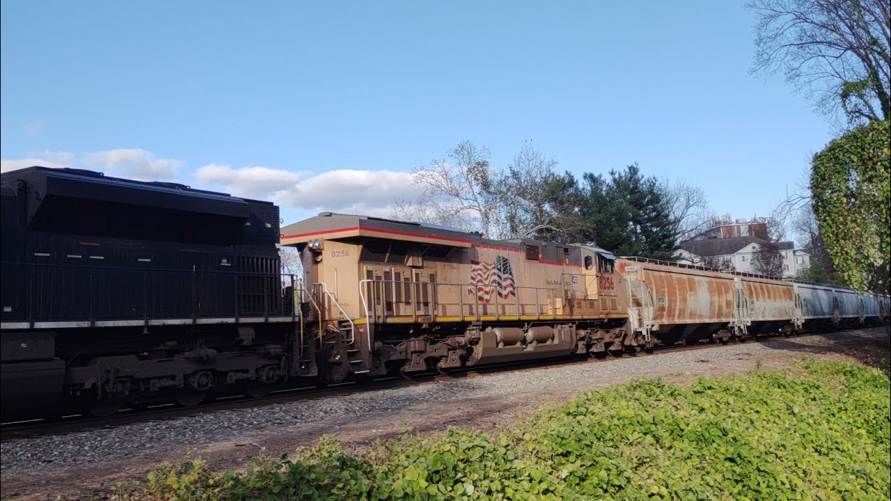 NS 13R with UP 8256 trailing in Charlottesville Virginia - YouTube