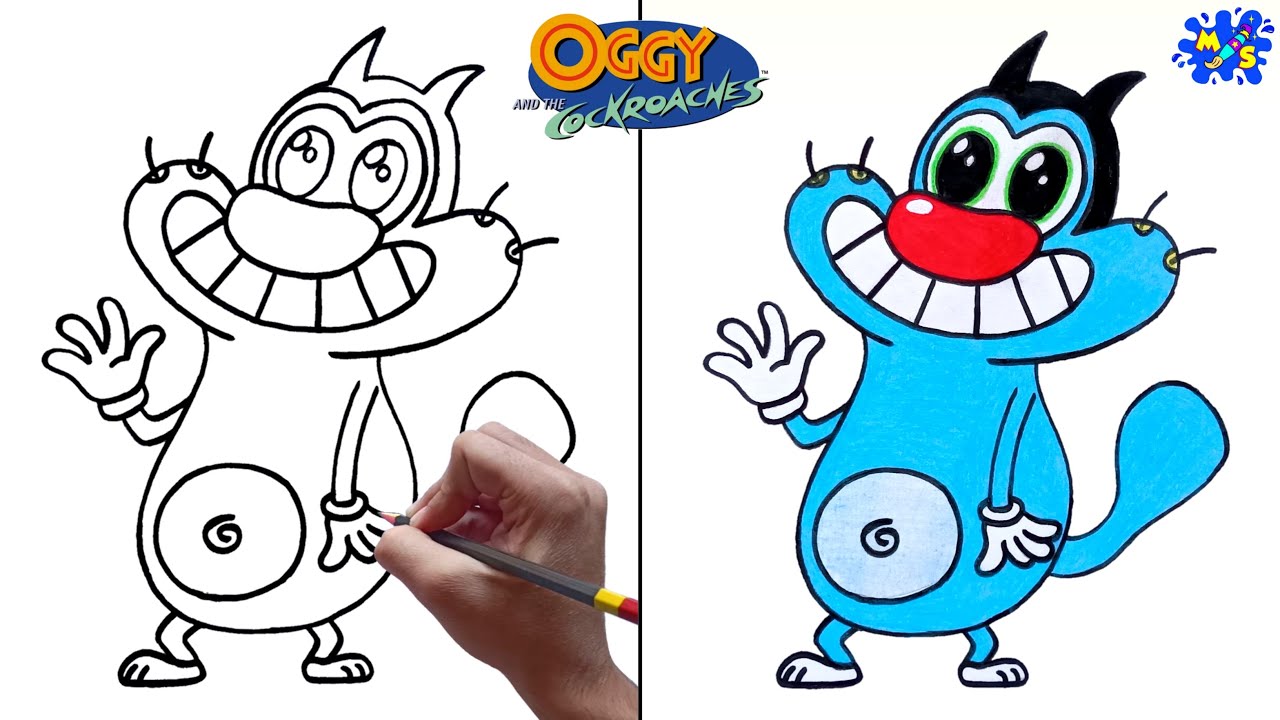 How to draw Little Oggy || Oggy and the cockroaches - YouTube