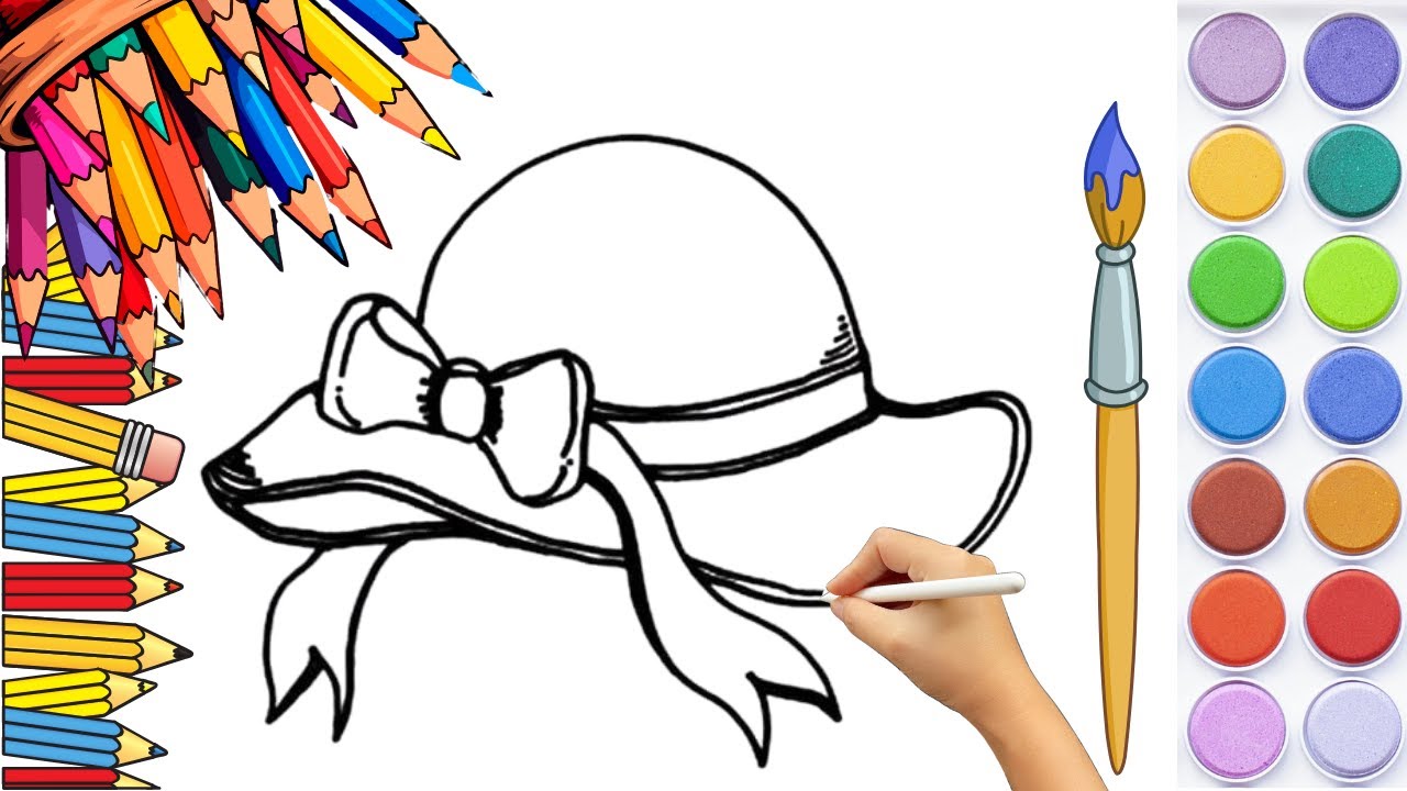 How To Draw cute HAT Drawing, Painting & Coloring For Kids and Toddlers ...