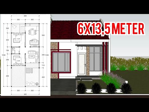 DESAIN RUMAH MINIMALIS 6X13.5 METER DENGAN 2 KAMAR TIDUR - YouTube