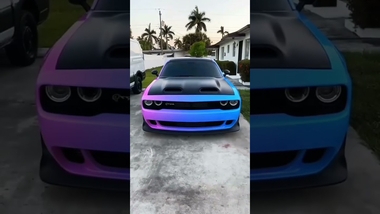 Dodge challenger Hellcat SRT rainbow modified sports car - YouTube