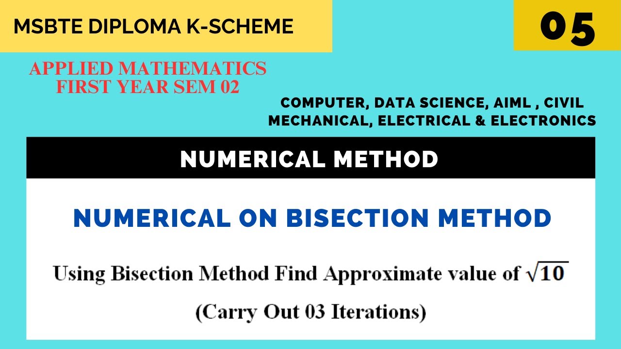 Numerical On Bisection Methodmsbte Diplomaapplied Mathematics Youtube 3738