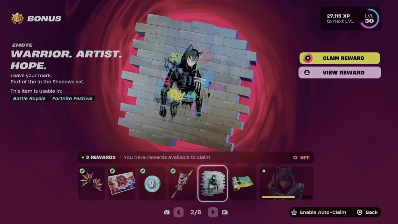 How to Unlock Warrior Artist Hope Emote in Fortnite | Battle Pass Bonus ...