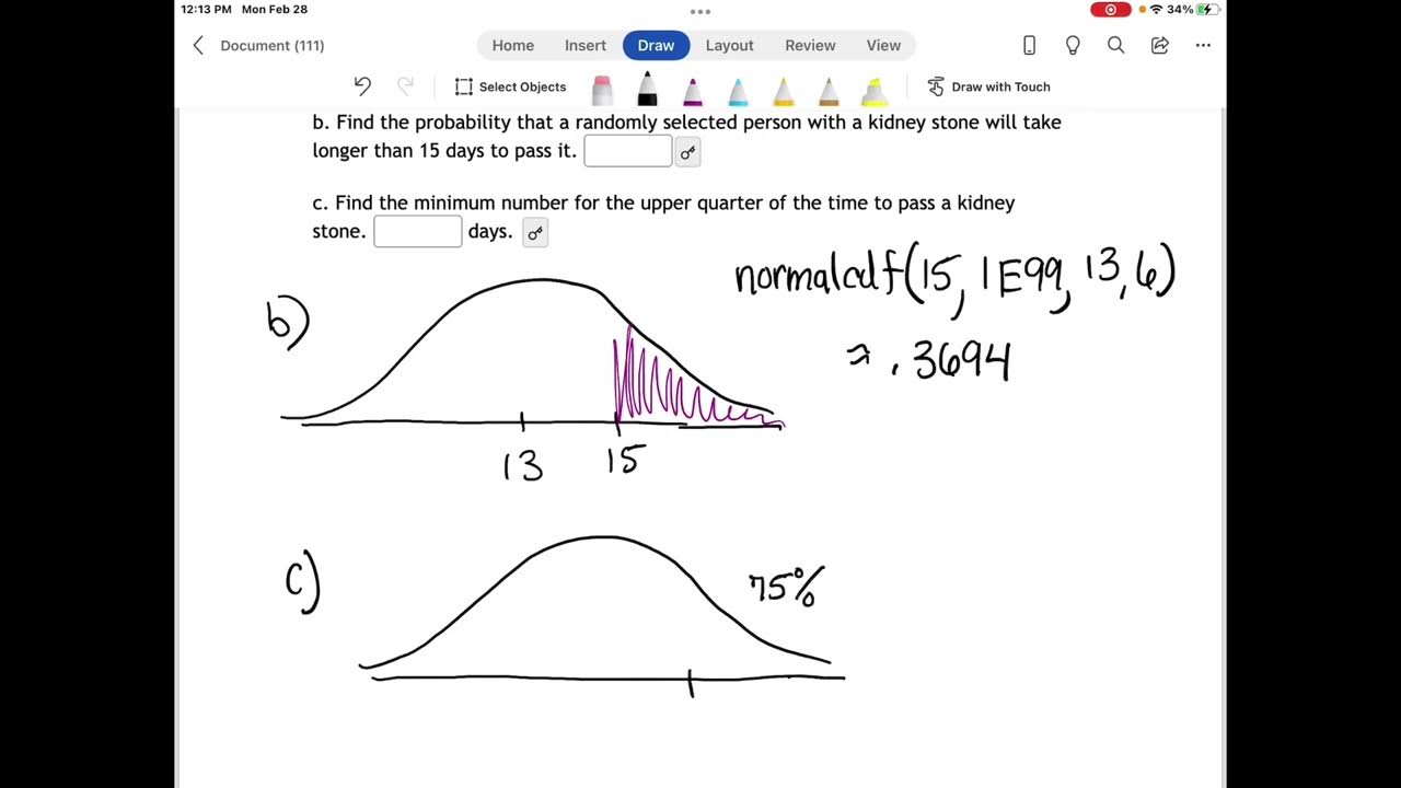Example 2 NormalCDF and InvNorm - YouTube