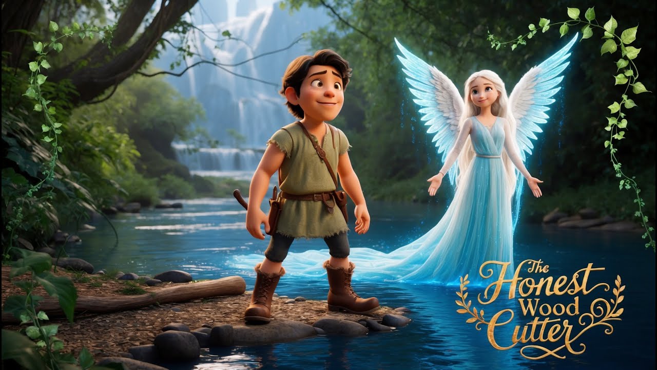 The honest Woodcutter and The River Angel | Story for Kids - YouTube