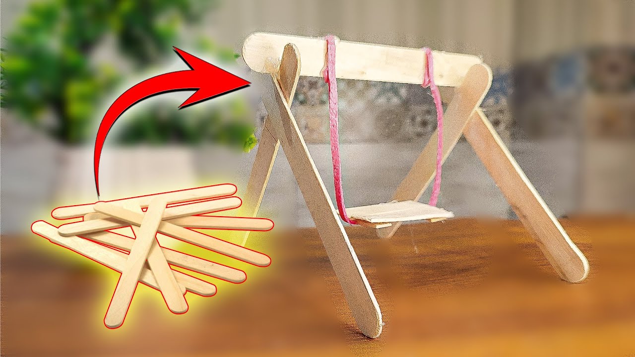 DIY Swing with Ice Cream Sticks 🎨 | Fun & Easy Craft for Kids and ...