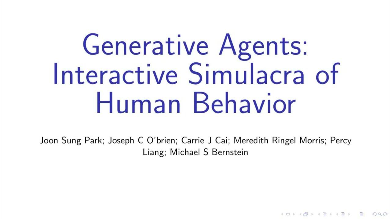 [Stanford] Generative Agents: Interactive Simulacra of Human Behavior - YouTube