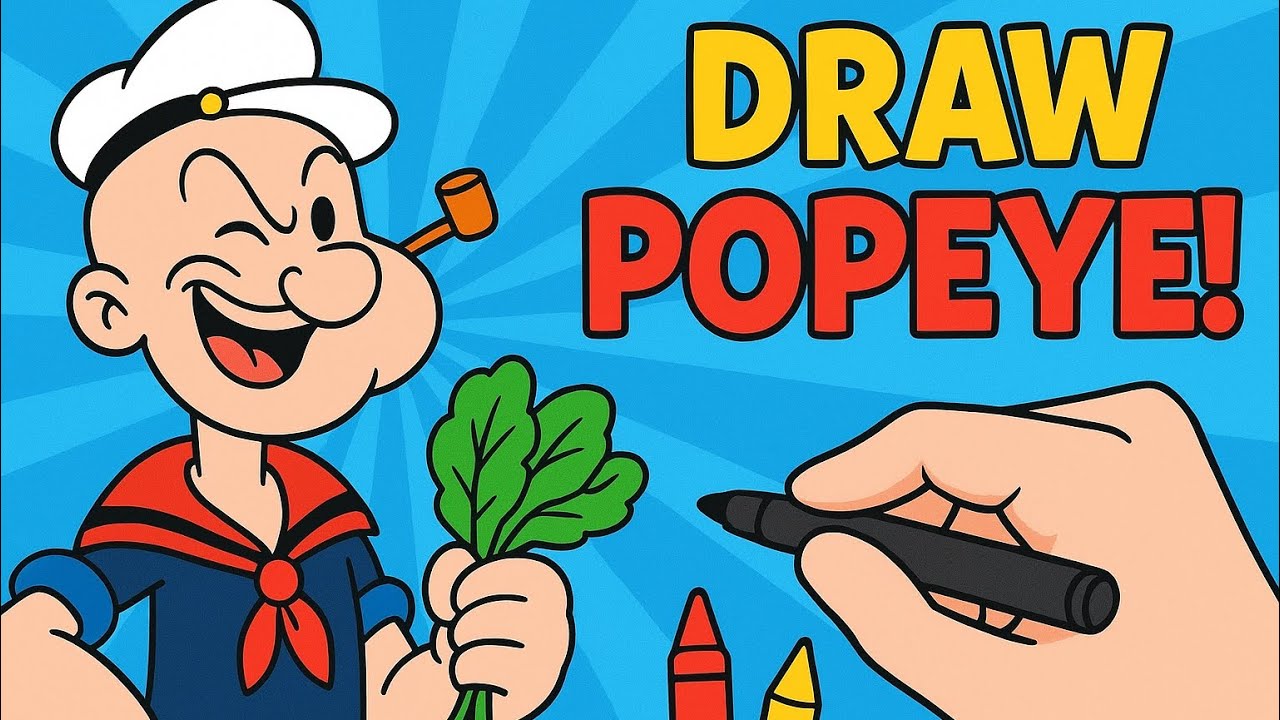Kids Drawing Popeye the Sailor | Easy Cartoon Drawing for Kids | Step ...