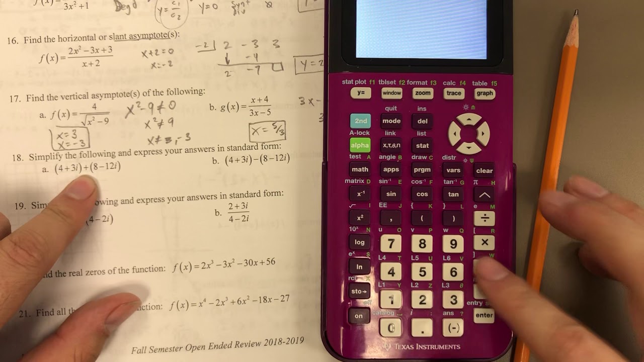 Honors Algebra 2 Open Ended Final Exam Review pg 2 - YouTube