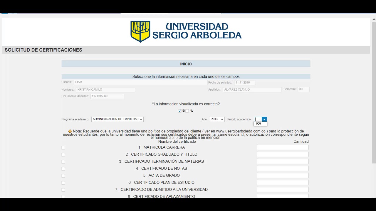 Tutorial SAP: Solicitud de Certificados - Universidad Sergio Arboleda - YouTube