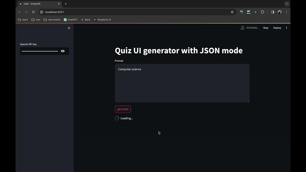 #16 Quiz UI generator with GPT JSON mode/ JSONモードを使ってトピックから試験フォームを作る - YouTube